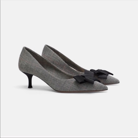 Zara | Shoes | Nwt Zara Basic Collection Bow Plaid Heel Shoes | Poshmark